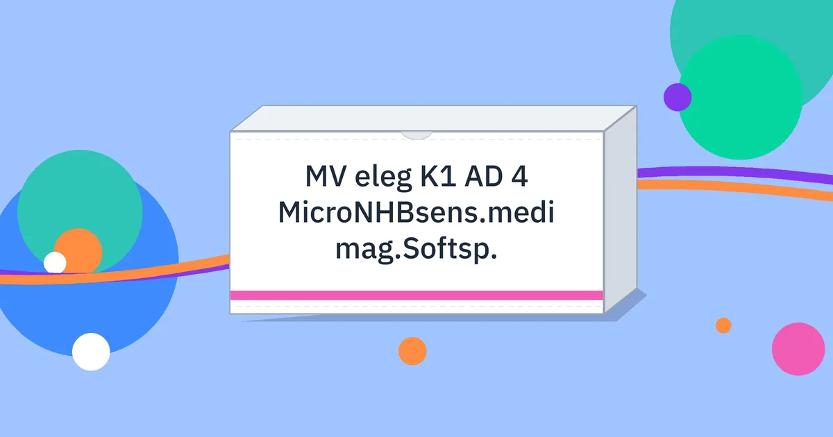 Symbolbild: Packung mit der Aufschrift MV eleg K1 AD 4 MicroNHBsens.medi mag.Softsp. (PZN 15669588) – Verfügbarkeit und Bezug in Apotheken in Frankfurt am Main