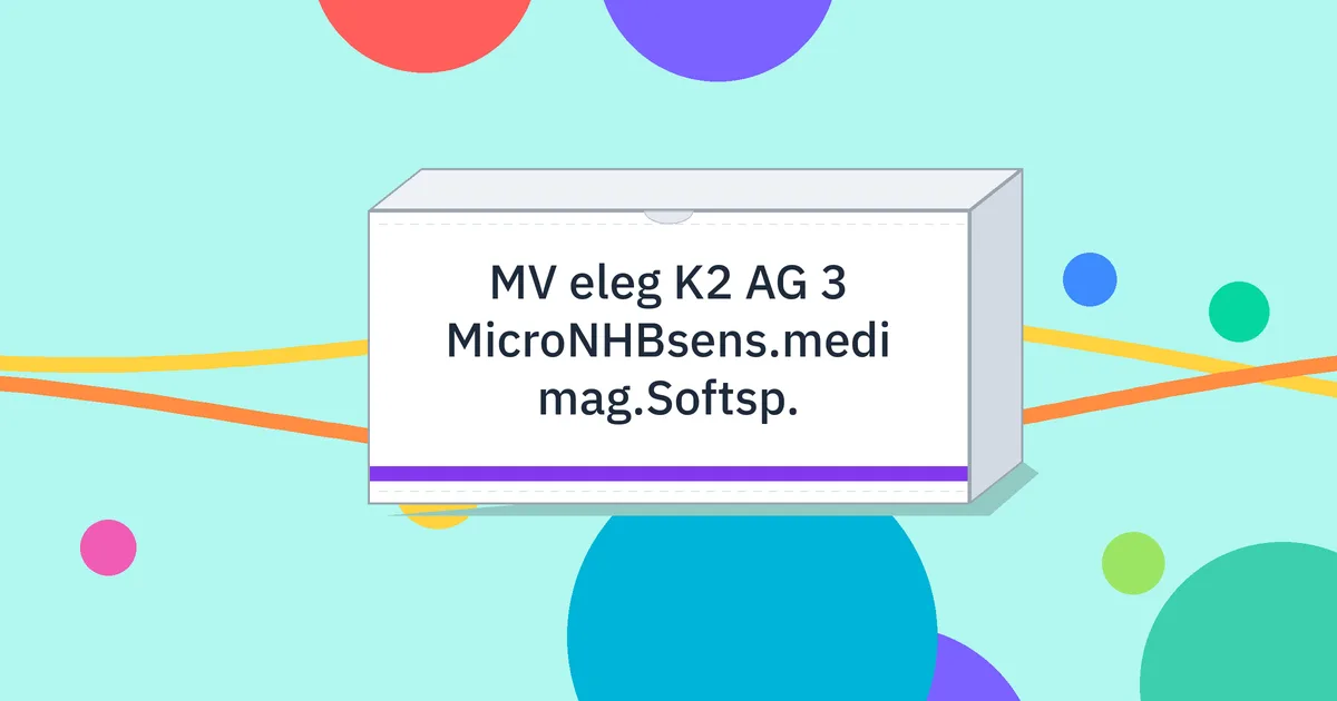 Symbolbild: Packung mit der Aufschrift MV eleg K2 AG 3 MicroNHBsens.medi mag.Softsp. (PZN 15723974) – Verfügbarkeit und Bezug in Apotheken in Frankfurt am Main
