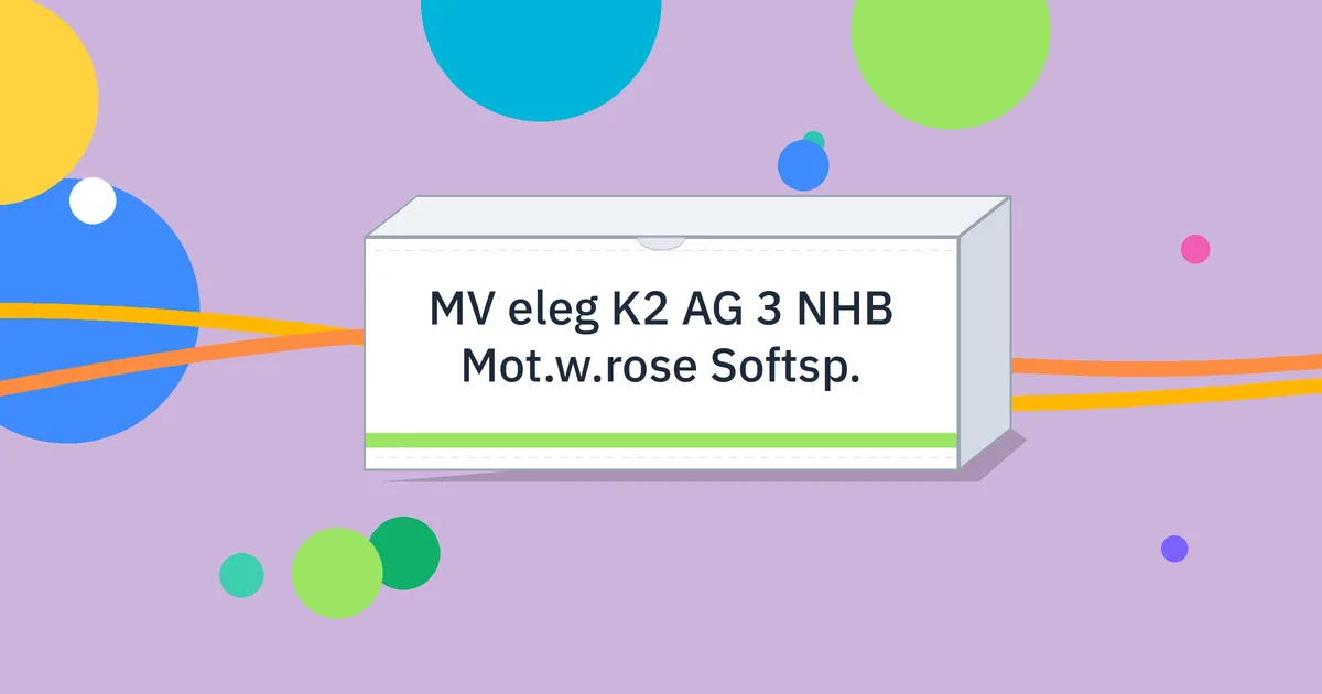 Symbolbild: Packung mit der Aufschrift MV eleg K2 AG 3 NHB Mot.w.rose Softsp. (PZN 15726671) – Verfügbarkeit und Bezug in Apotheken in Frankfurt am Main