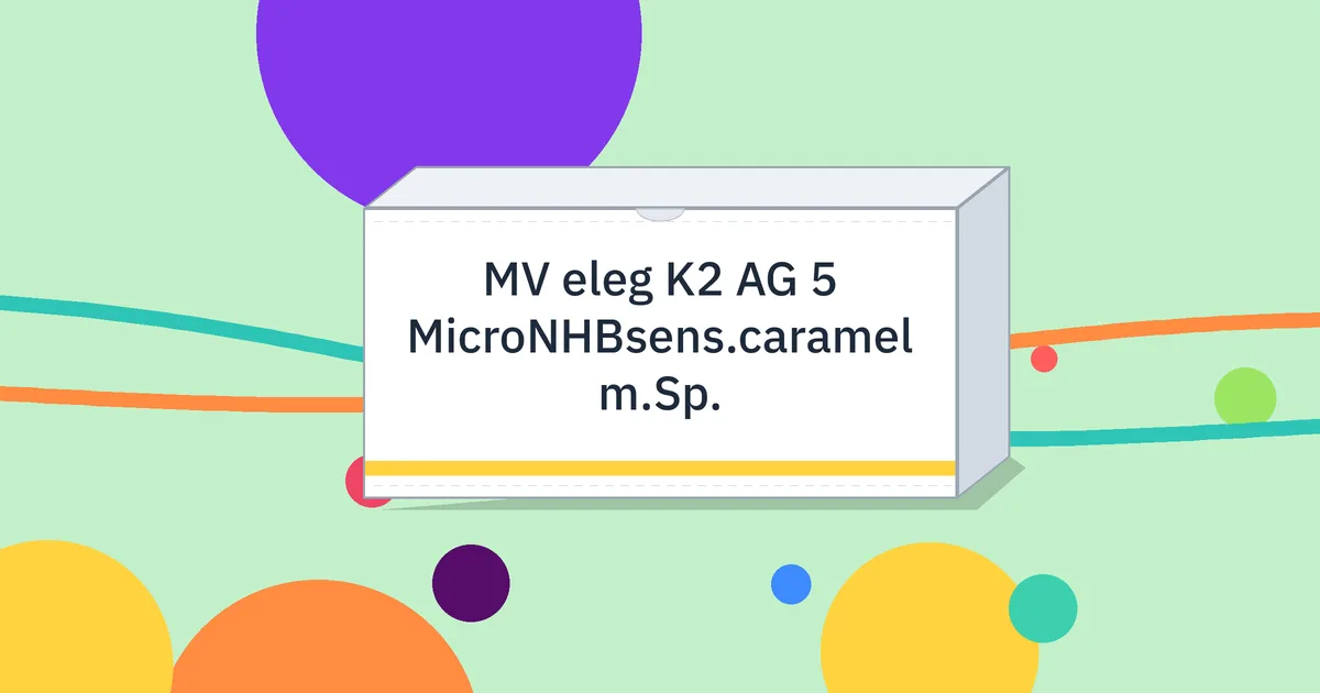 Symbolbild: Packung mit der Aufschrift MV eleg K2 AG 5 MicroNHBsens.caramel m.Sp. (PZN 16070132) – Verfügbarkeit und Bezug in Apotheken in Frankfurt am Main