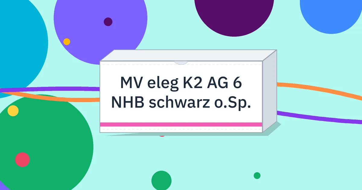 Symbolbild: Packung mit der Aufschrift MV eleg K2 AG 6 NHB schwarz o.Sp. (PZN 15731436) – Verfügbarkeit und Bezug in Apotheken in Frankfurt am Main