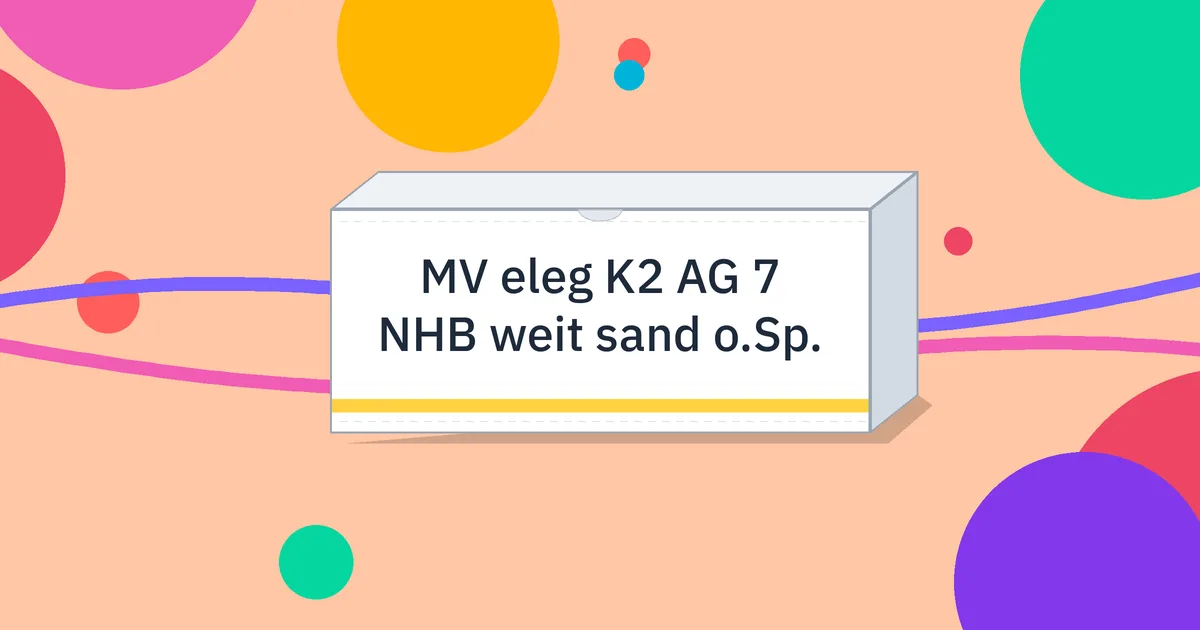 Symbolbild: Packung mit der Aufschrift MV eleg K2 AG 7 NHB weit sand o.Sp. (PZN 18928665) – Verfügbarkeit und Bezug in Apotheken in Frankfurt am Main