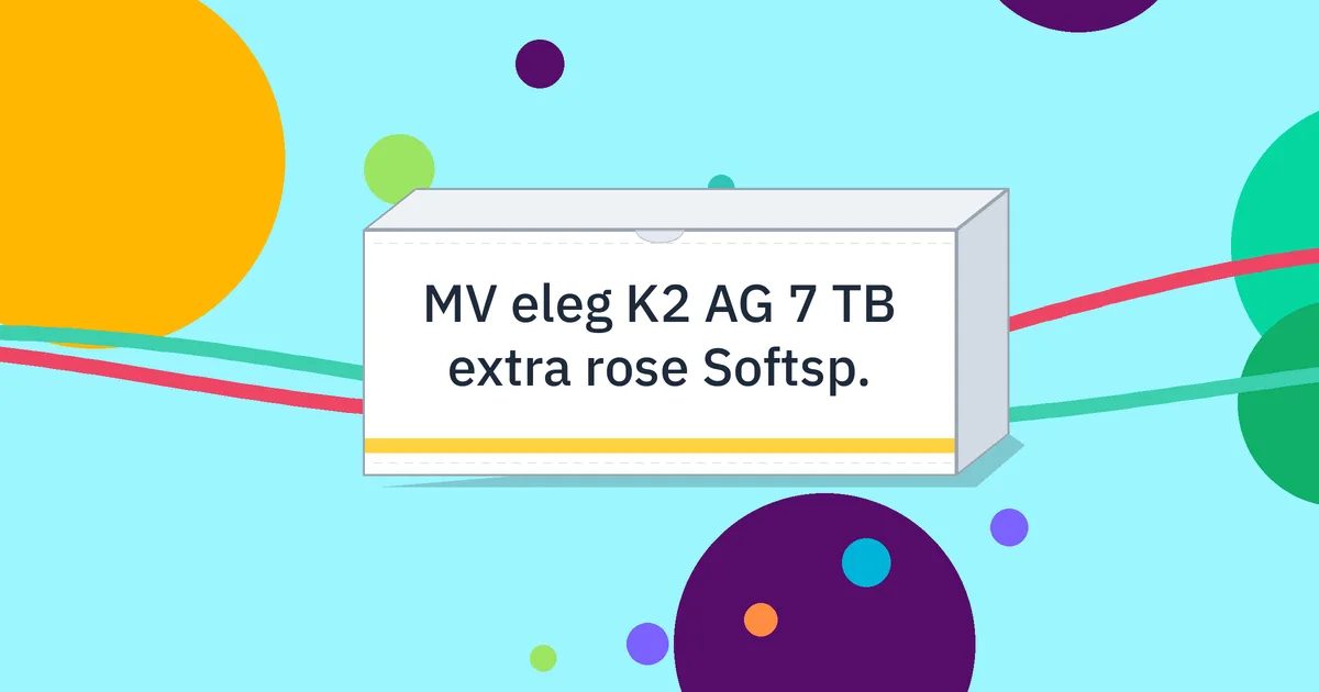 Symbolbild: Packung mit der Aufschrift MV eleg K2 AG 7 TB extra rose Softsp. (PZN 14699357) – Verfügbarkeit und Bezug in Apotheken in Frankfurt am Main