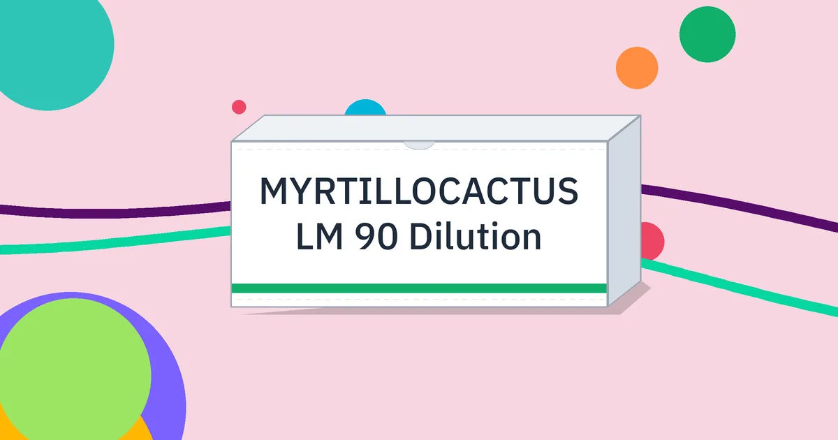 Symbolbild: Packung mit der Aufschrift MYRTILLOCACTUS LM 90 Dilution (PZN 13613307) – Verfügbarkeit und Bezug in Apotheken in Frankfurt am Main
