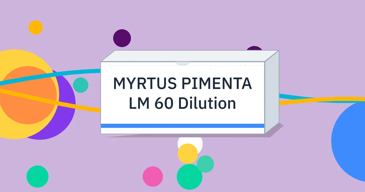 Symbolbild: Packung mit der Aufschrift MYRTUS PIMENTA LM 60 Dilution (PZN 13614703) – Verfügbarkeit und Bezug in Apotheken in Frankfurt am Main