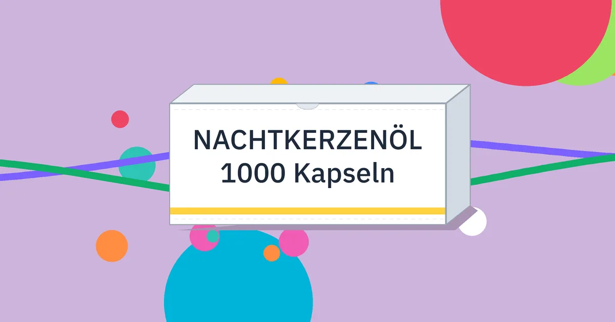 Symbolbild: Packung mit der Aufschrift NACHTKERZENÖL 1000 Kapseln (PZN 02684480) – Verfügbarkeit und Bezug in Apotheken in Frankfurt am Main