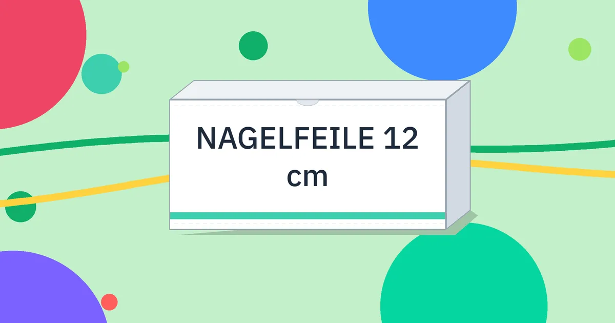 Symbolbild: Packung mit der Aufschrift NAGELFEILE 12 cm (PZN 14155278) – Verfügbarkeit und Bezug in Apotheken in Frankfurt am Main