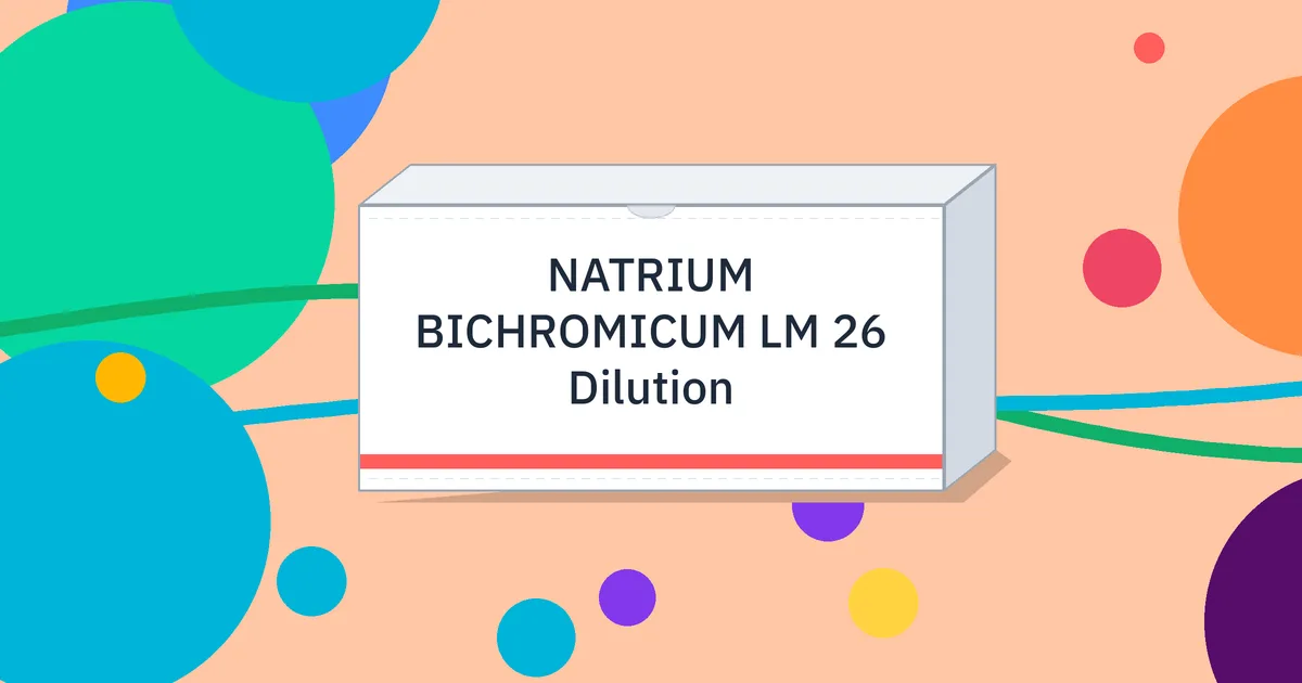 Symbolbild: Packung mit der Aufschrift NATRIUM BICHROMICUM LM 26 Dilution (PZN 12960946) – Verfügbarkeit und Bezug in Apotheken in Frankfurt am Main