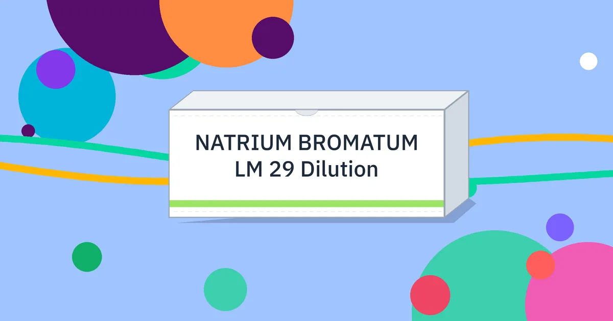 Symbolbild: Packung mit der Aufschrift NATRIUM BROMATUM LM 29 Dilution (PZN 12961414) – Verfügbarkeit und Bezug in Apotheken in Frankfurt am Main