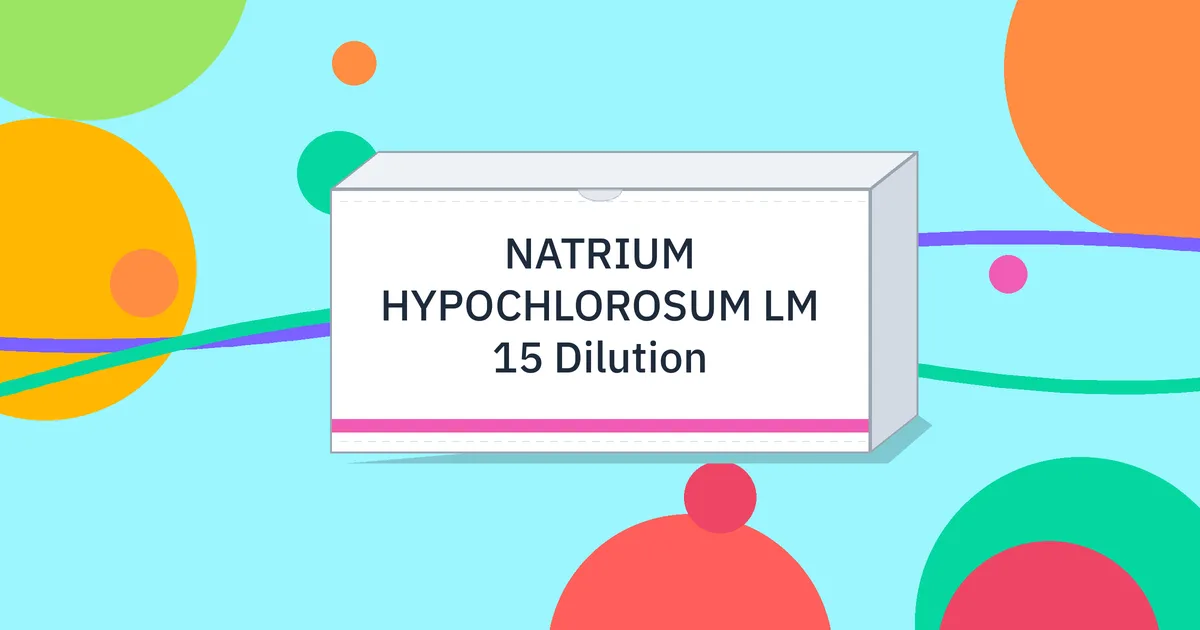 Symbolbild: Packung mit der Aufschrift NATRIUM HYPOCHLOROSUM LM 15 Dilution (PZN 12962997) – Verfügbarkeit und Bezug in Apotheken in Frankfurt am Main