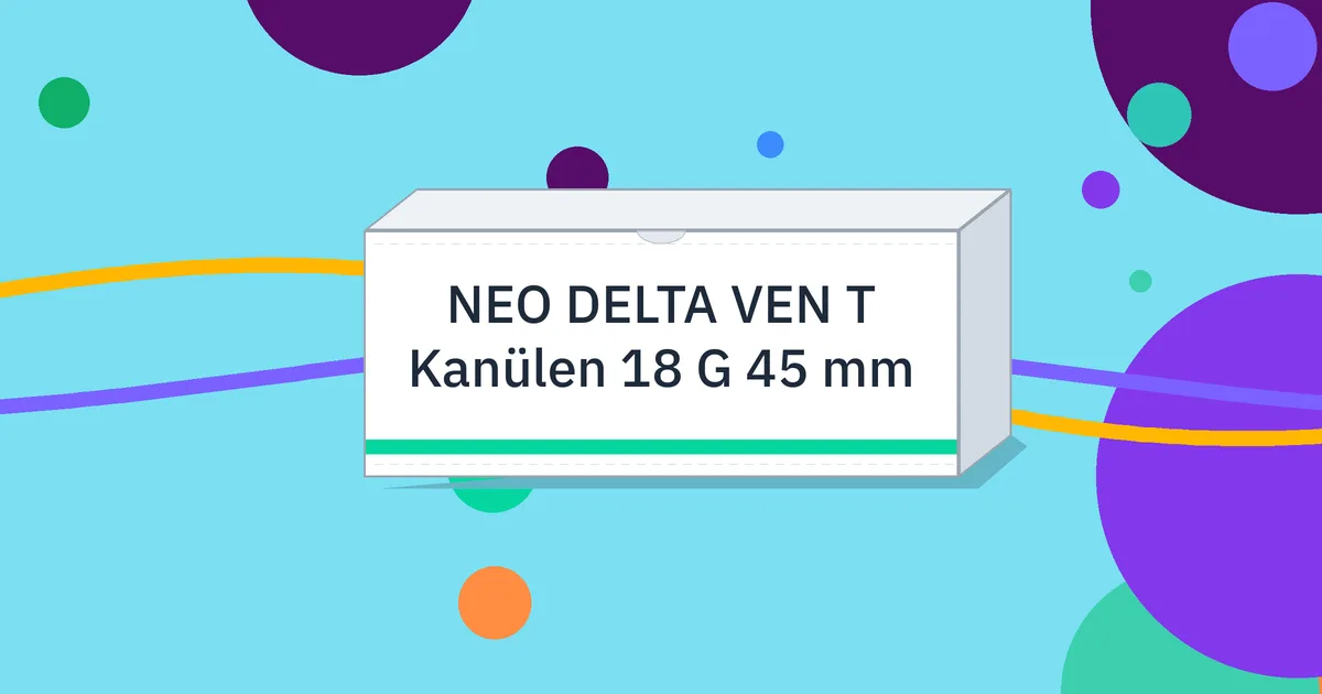 Symbolbild: Packung mit der Aufschrift NEO DELTA VEN T Kanülen 18 G 45 mm (PZN 07758237) – Verfügbarkeit und Bezug in Apotheken in Frankfurt am Main