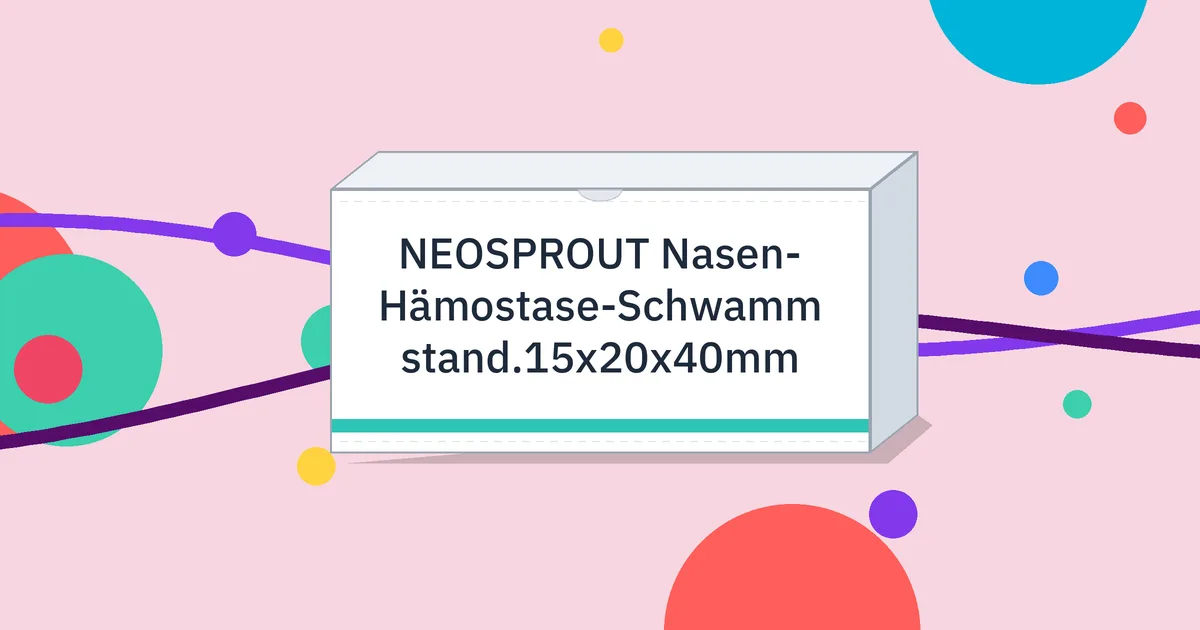 Symbolbild: Packung mit der Aufschrift NEOSPROUT Nasen-Hämostase-Schwamm stand.15x20x40mm (PZN 20932094) – Verfügbarkeit und Bezug in Apotheken in Frankfurt am Main