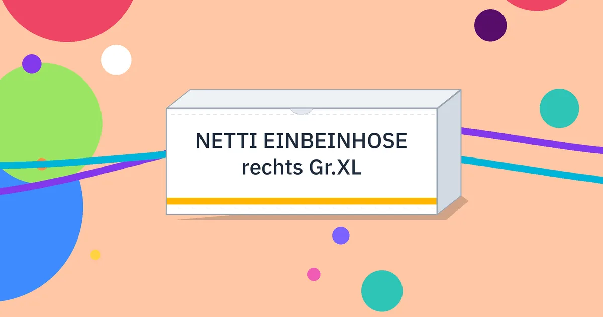 Symbolbild: Packung mit der Aufschrift NETTI EINBEINHOSE rechts Gr.XL (PZN 05518032) – Verfügbarkeit und Bezug in Apotheken in Frankfurt am Main