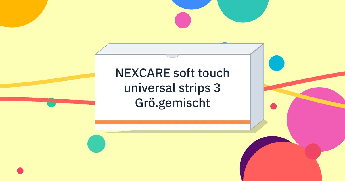 Symbolbild: Packung mit der Aufschrift NEXCARE soft touch universal strips 3 Grö.gemischt (PZN 16229124) – Verfügbarkeit und Bezug in Apotheken in Frankfurt am Main
