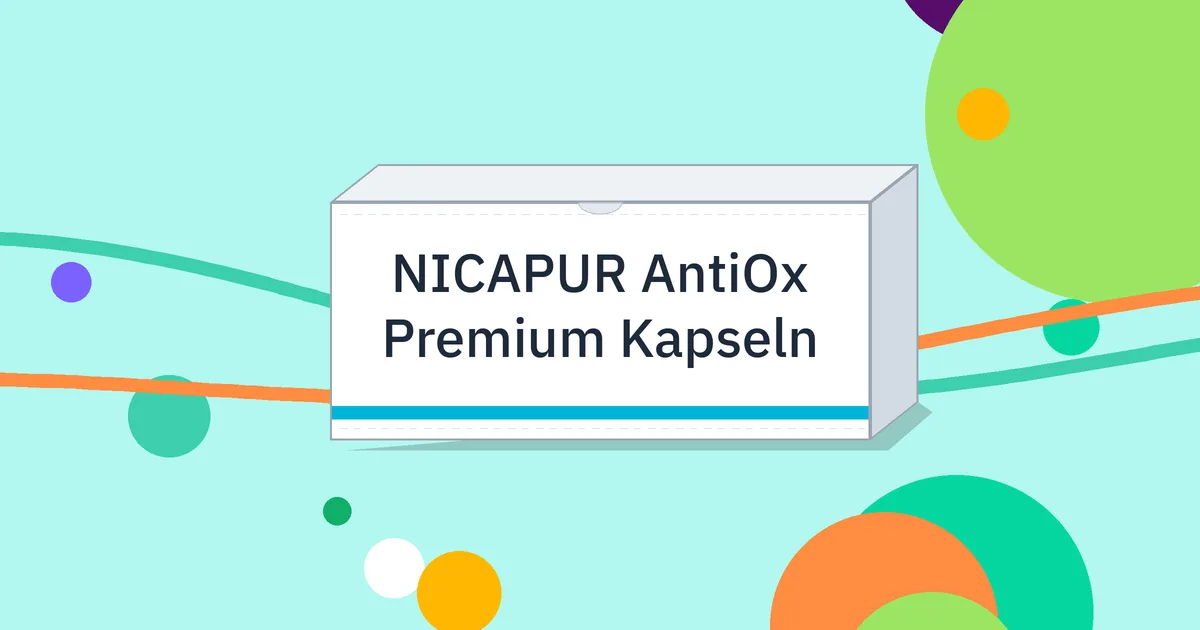 Symbolbild: Packung mit der Aufschrift NICAPUR AntiOx Premium Kapseln (PZN 16382713) – Verfügbarkeit und Bezug in Apotheken in Frankfurt am Main