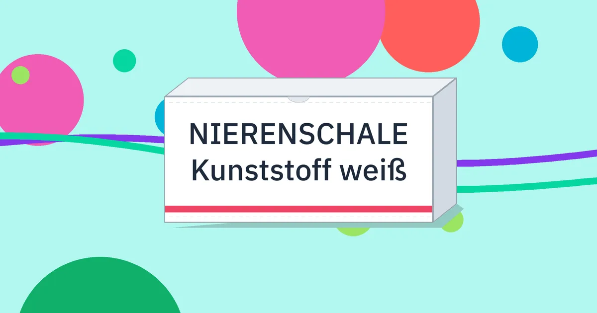 Symbolbild: Packung mit der Aufschrift NIERENSCHALE Kunststoff weiß (PZN 04444739) – Verfügbarkeit und Bezug in Apotheken in Frankfurt am Main