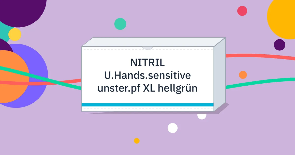 Symbolbild: Packung mit der Aufschrift NITRIL U.Hands.sensitive unster.pf XL hellgrün (PZN 11307233) – Verfügbarkeit und Bezug in Apotheken in Frankfurt am Main