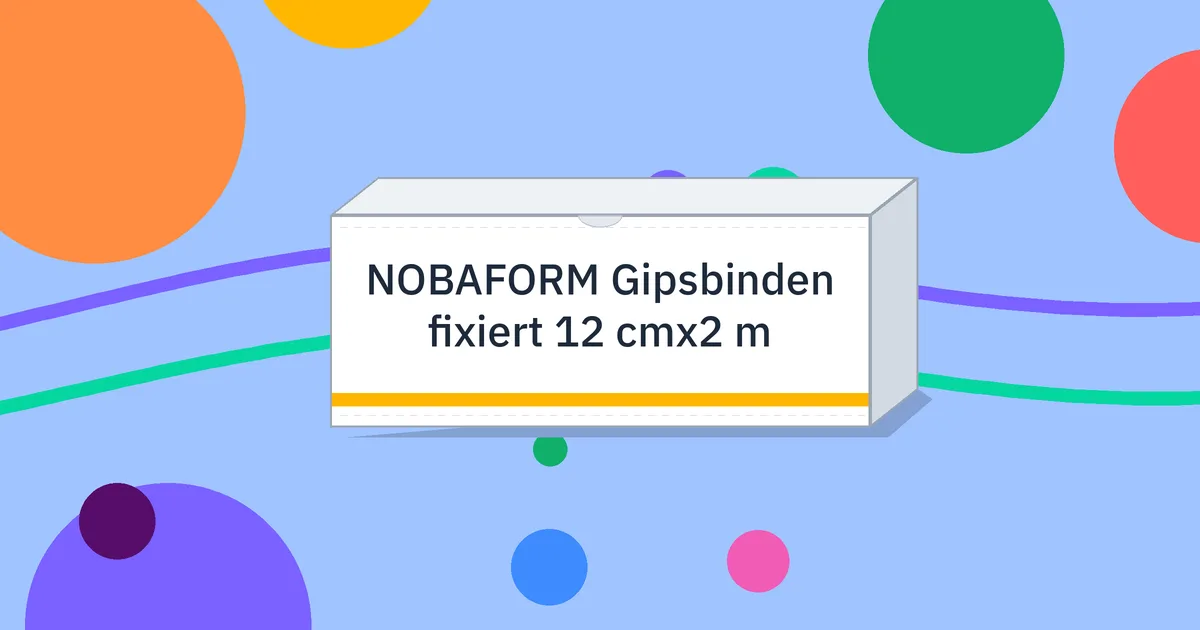 Symbolbild: Packung mit der Aufschrift NOBAFORM Gipsbinden fixiert 12 cmx2 m (PZN 07097439) – Verfügbarkeit und Bezug in Apotheken in Frankfurt am Main