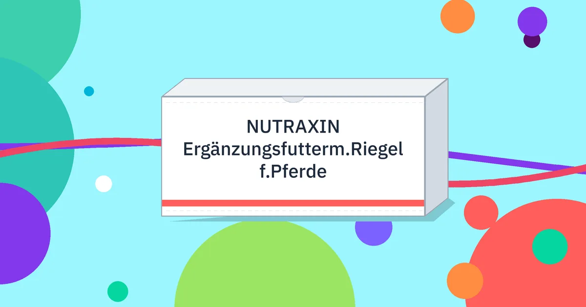 Symbolbild: Packung mit der Aufschrift NUTRAXIN Ergänzungsfutterm.Riegel f.Pferde (PZN 15435838) – Verfügbarkeit und Bezug in Apotheken in Frankfurt am Main