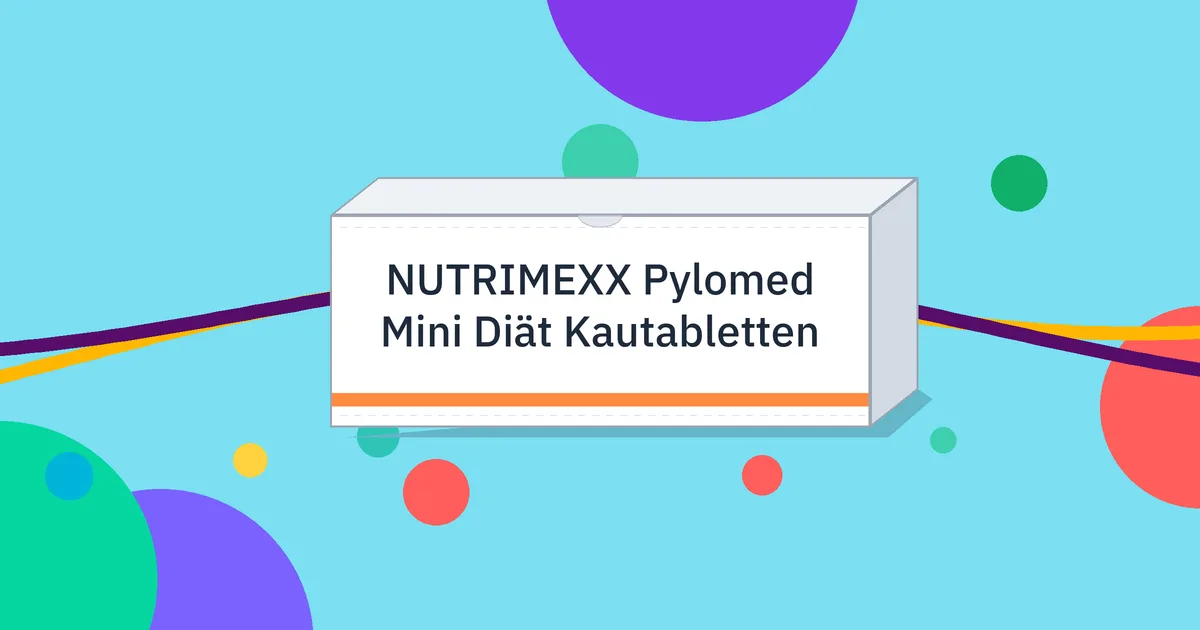 Symbolbild: Packung mit der Aufschrift NUTRIMEXX Pylomed Mini Diät Kautabletten (PZN 16876326) – Verfügbarkeit und Bezug in Apotheken in Frankfurt am Main