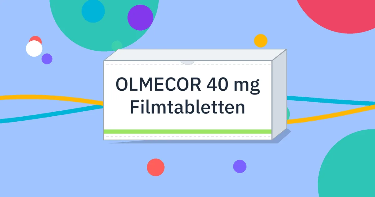 Symbolbild: Packung mit der Aufschrift OLMECOR 40 mg Filmtabletten (PZN 12648120) – Verfügbarkeit und Bezug in Apotheken in Frankfurt am Main
