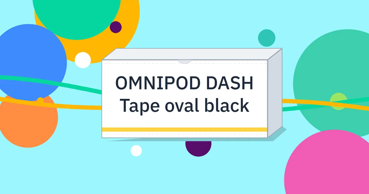 Symbolbild: Packung mit der Aufschrift OMNIPOD DASH Tape oval black (PZN 18178827) – Verfügbarkeit und Bezug in Apotheken in Frankfurt am Main