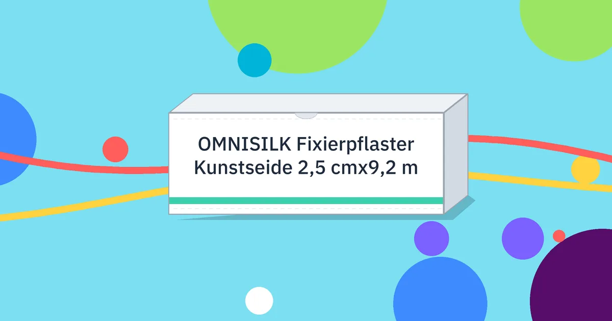 Symbolbild: Packung mit der Aufschrift OMNISILK Fixierpflaster Kunstseide 2,5 cmx9,2 m (PZN 14443416) – Verfügbarkeit und Bezug in Apotheken in Frankfurt am Main