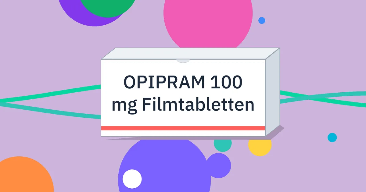 Symbolbild: Packung mit der Aufschrift OPIPRAM 100 mg Filmtabletten (PZN 01746397) – Verfügbarkeit und Bezug in Apotheken in Frankfurt am Main