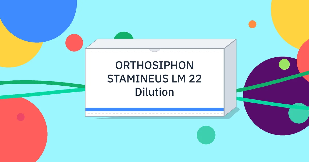 Symbolbild: Packung mit der Aufschrift ORTHOSIPHON STAMINEUS LM 22 Dilution (PZN 13628125) – Verfügbarkeit und Bezug in Apotheken in Frankfurt am Main