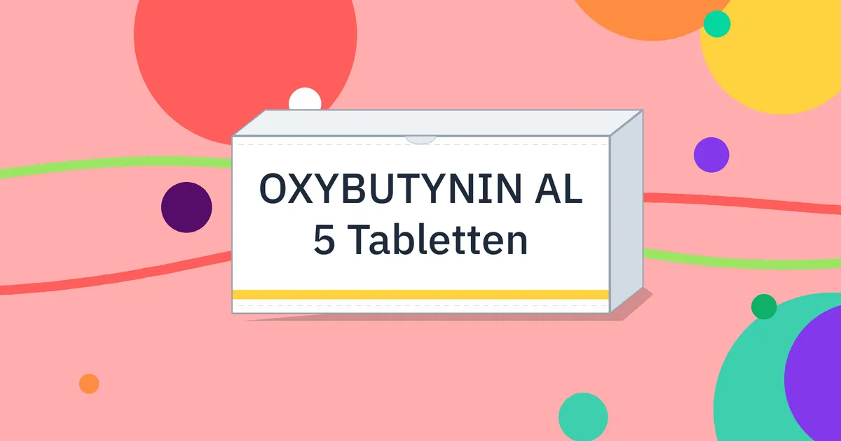 Symbolbild: Packung mit der Aufschrift OXYBUTYNIN AL 5 Tabletten (PZN 00739509) – Verfügbarkeit und Bezug in Apotheken in Frankfurt am Main