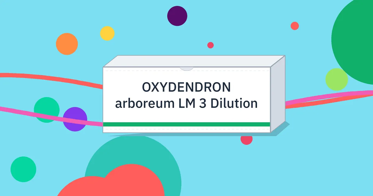 Symbolbild: Packung mit der Aufschrift OXYDENDRON arboreum LM 3 Dilution (PZN 13629283) – Verfügbarkeit und Bezug in Apotheken in Frankfurt am Main