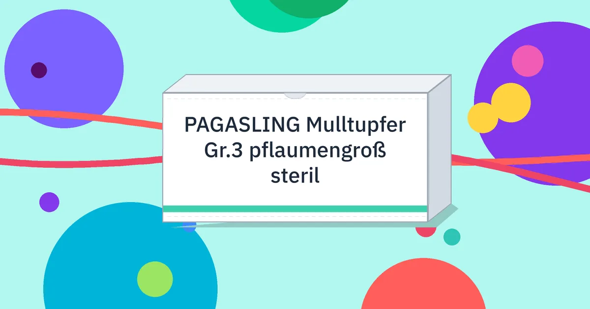 Symbolbild: Packung mit der Aufschrift PAGASLING Mulltupfer Gr.3 pflaumengroß steril (PZN 20416085) – Verfügbarkeit und Bezug in Apotheken in Frankfurt am Main