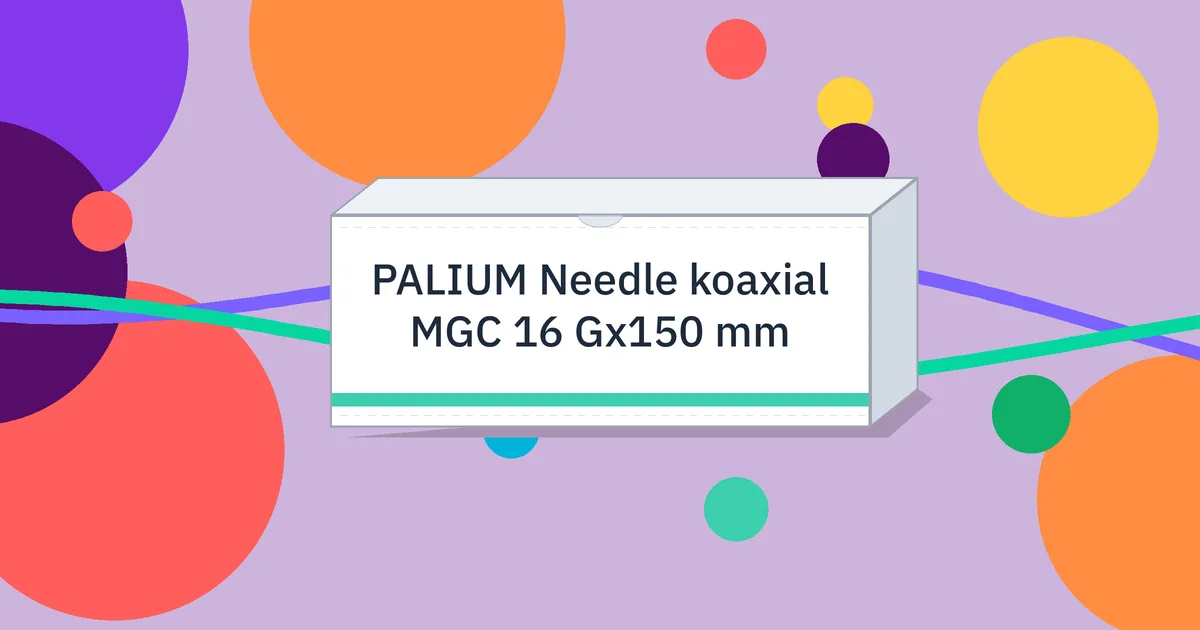 Symbolbild: Packung mit der Aufschrift PALIUM Needle koaxial MGC 16 Gx150 mm (PZN 19734420) – Verfügbarkeit und Bezug in Apotheken in Frankfurt am Main