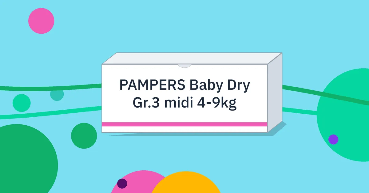 Symbolbild: Packung mit der Aufschrift PAMPERS Baby Dry Gr.3 midi 4-9kg (PZN 09519264) – Verfügbarkeit und Bezug in Apotheken in Frankfurt am Main