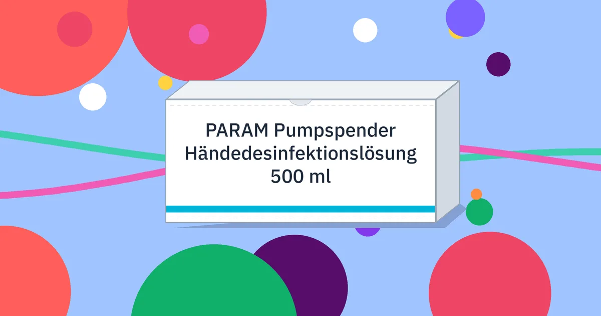 Symbolbild: Packung mit der Aufschrift PARAM Pumpspender Händedesinfektionslösung 500 ml (PZN 13985693) – Verfügbarkeit und Bezug in Apotheken in Frankfurt am Main