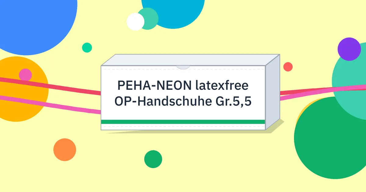 Symbolbild: Packung mit der Aufschrift PEHA-NEON latexfree OP-Handschuhe Gr.5,5 (PZN 10387170) – Verfügbarkeit und Bezug in Apotheken in Frankfurt am Main