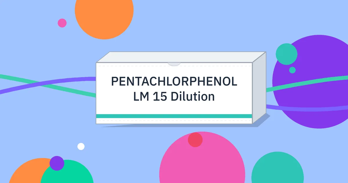 Symbolbild: Packung mit der Aufschrift PENTACHLORPHENOL LM 15 Dilution (PZN 13634195) – Verfügbarkeit und Bezug in Apotheken in Frankfurt am Main