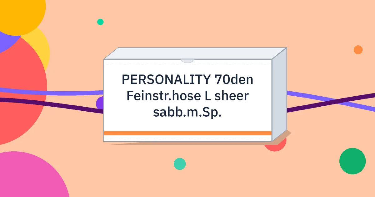 Symbolbild: Packung mit der Aufschrift PERSONALITY 70den Feinstr.hose L sheer sabb.m.Sp. (PZN 16189264) – Verfügbarkeit und Bezug in Apotheken in Frankfurt am Main