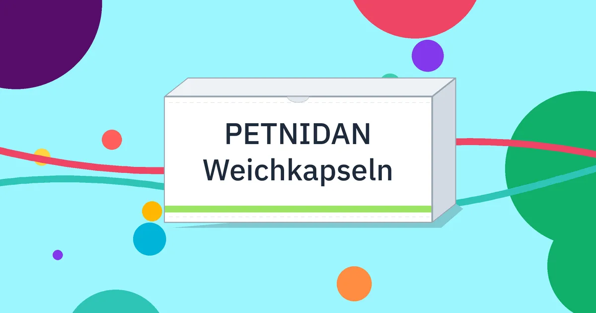 Symbolbild: Packung mit der Aufschrift PETNIDAN Weichkapseln (PZN 02517428) – Verfügbarkeit und Bezug in Apotheken in Frankfurt am Main