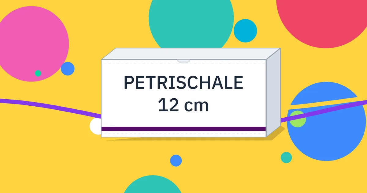 Symbolbild: Packung mit der Aufschrift PETRISCHALE 12 cm (PZN 05399604) – Verfügbarkeit und Bezug in Apotheken in Frankfurt am Main