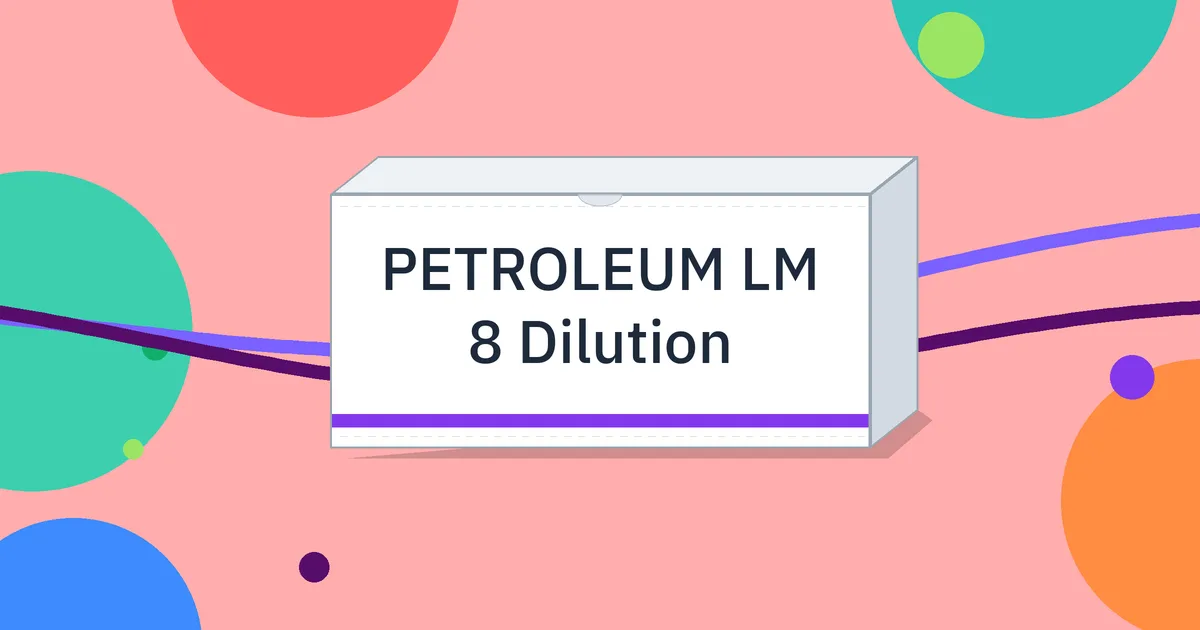 Symbolbild: Packung mit der Aufschrift PETROLEUM LM 8 Dilution (PZN 12977639) – Verfügbarkeit und Bezug in Apotheken in Frankfurt am Main