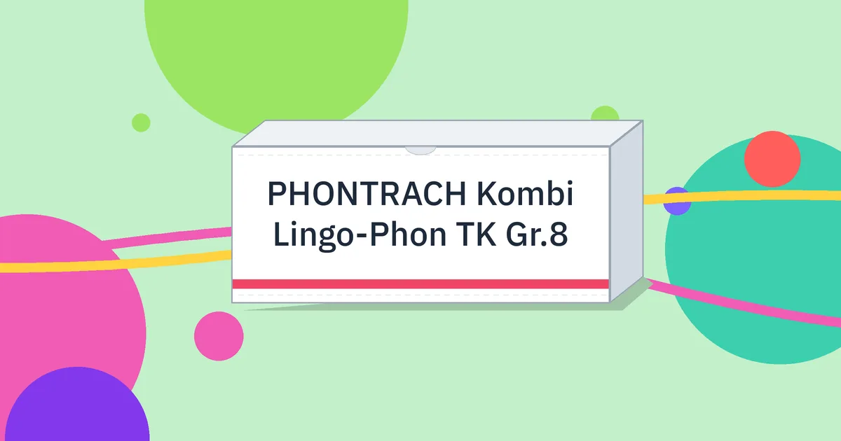 Symbolbild: Packung mit der Aufschrift PHONTRACH Kombi Lingo-Phon TK Gr.8 (PZN 19532030) – Verfügbarkeit und Bezug in Apotheken in Frankfurt am Main
