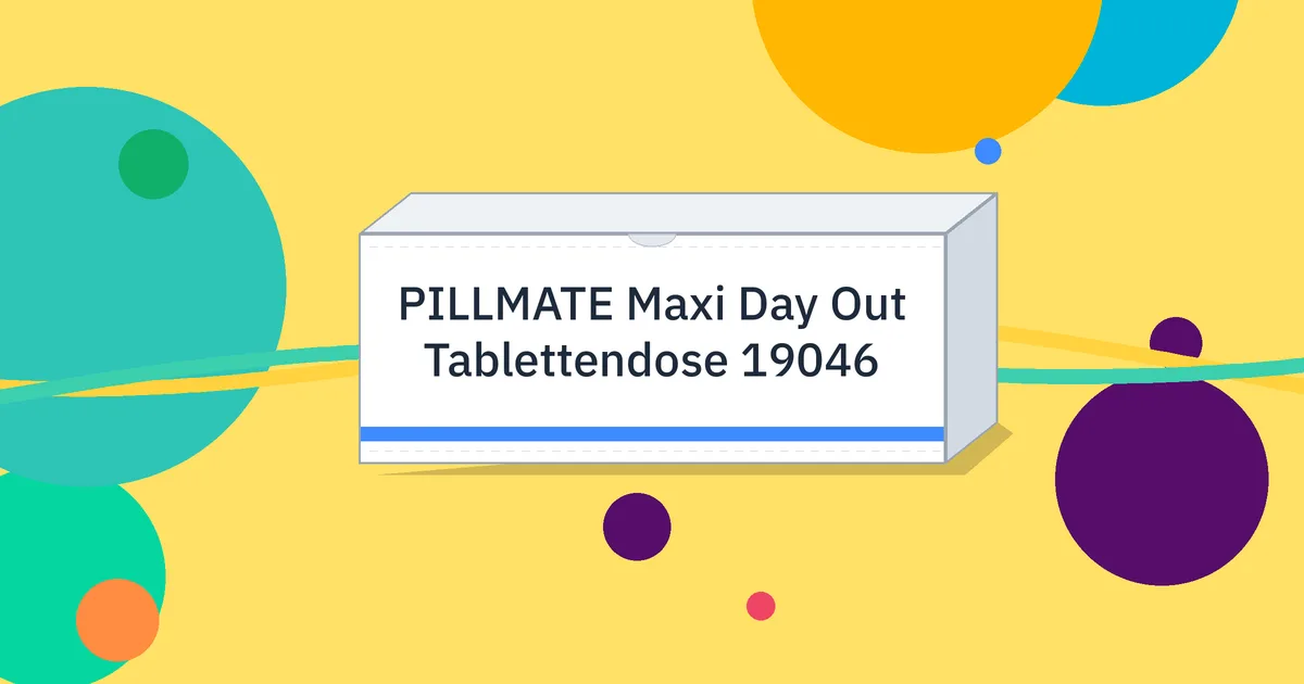 Symbolbild: Packung mit der Aufschrift PILLMATE Maxi Day Out Tablettendose 19046 (PZN 07591748) – Verfügbarkeit und Bezug in Apotheken in Frankfurt am Main