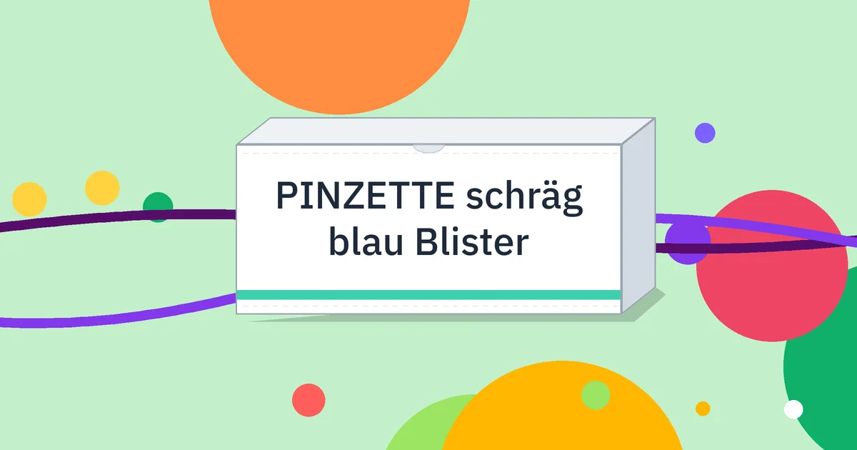 Symbolbild: Packung mit der Aufschrift PINZETTE schräg blau Blister (PZN 01599281) – Verfügbarkeit und Bezug in Apotheken in Frankfurt am Main