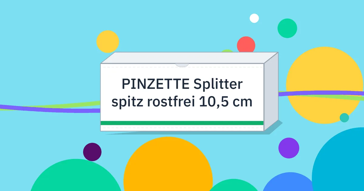 Symbolbild: Packung mit der Aufschrift PINZETTE Splitter spitz rostfrei 10,5 cm (PZN 00752881) – Verfügbarkeit und Bezug in Apotheken in Frankfurt am Main