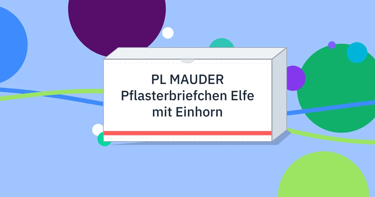 Symbolbild: Packung mit der Aufschrift PL MAUDER Pflasterbriefchen Elfe mit Einhorn (PZN 19435290) – Verfügbarkeit und Bezug in Apotheken in Frankfurt am Main