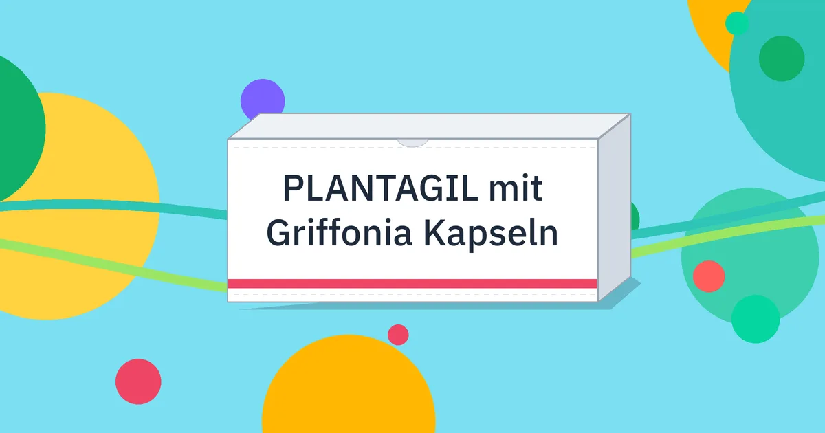 Symbolbild: Packung mit der Aufschrift PLANTAGIL mit Griffonia Kapseln (PZN 14133472) – Verfügbarkeit und Bezug in Apotheken in Frankfurt am Main