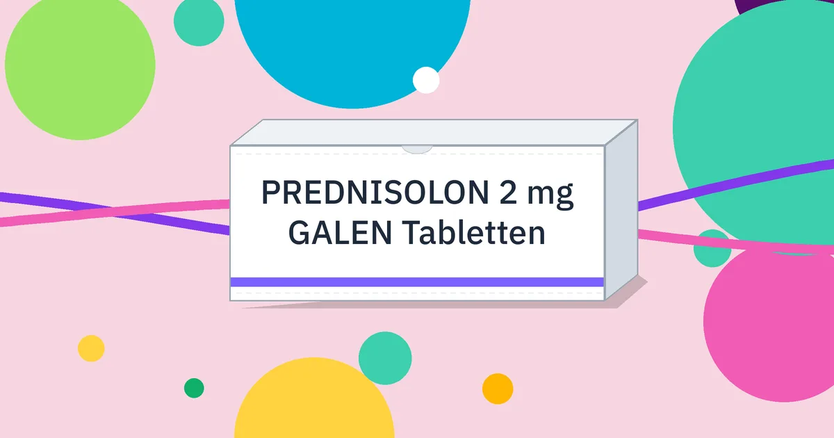 Symbolbild: Packung mit der Aufschrift PREDNISOLON 2 mg GALEN Tabletten (PZN 00745792) – Verfügbarkeit und Bezug in Apotheken in Frankfurt am Main