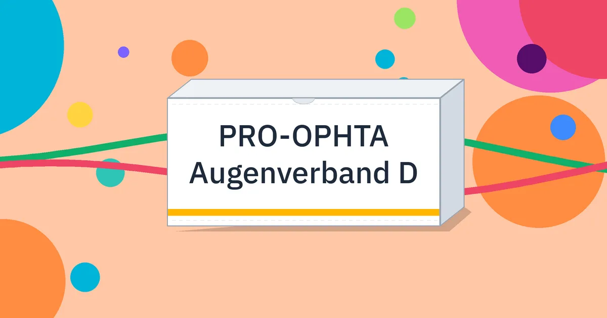 Symbolbild: Packung mit der Aufschrift PRO-OPHTA Augenverband D (PZN 13582771) – Verfügbarkeit und Bezug in Apotheken in Frankfurt am Main