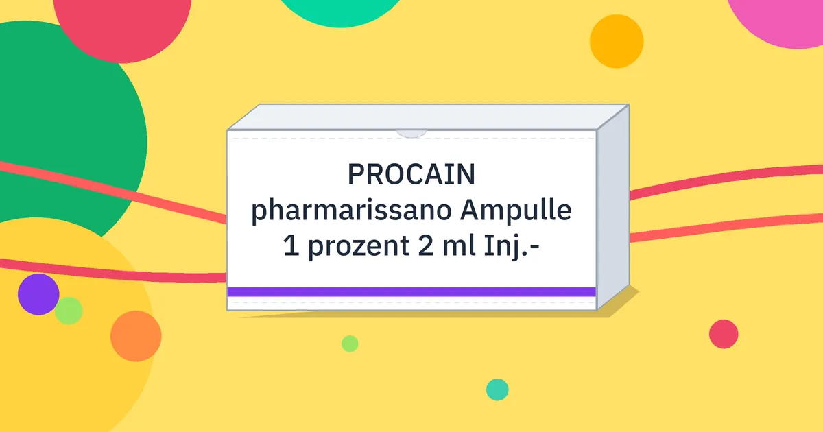 Symbolbild: Packung mit der Aufschrift PROCAIN pharmarissano Ampulle 1 prozent 2 ml Inj.- (PZN 16816212) – Verfügbarkeit und Bezug in Apotheken in Frankfurt am Main